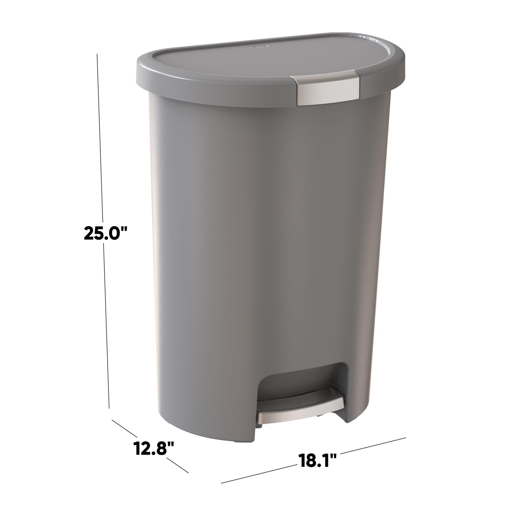 Curver Infinity 43.9 Liter / 13 Gallon Plastic Kitchen Trash Can with Foot Pedal and Locking Lid - Perfect for Household Use Indoor for Garbage Disposal or Recycling, Black