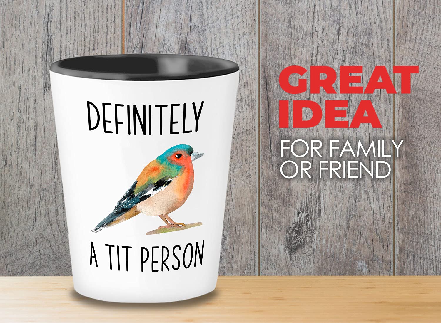 Bubble Hugs Bird Lover Shot Glass 1.5oz - Definitely A Tit Person - Bird Owner Pet Owner Funny Animal Lover Ornithology
