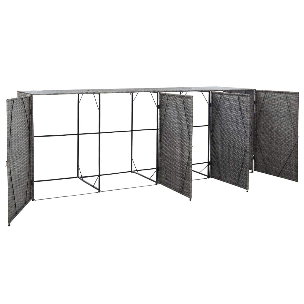 Canditree Outdoor Large Storage Shed for Garbage Cans, Garden Tools, Bin Shed Poly Rattan for Patio Backyard (Anthracite)
