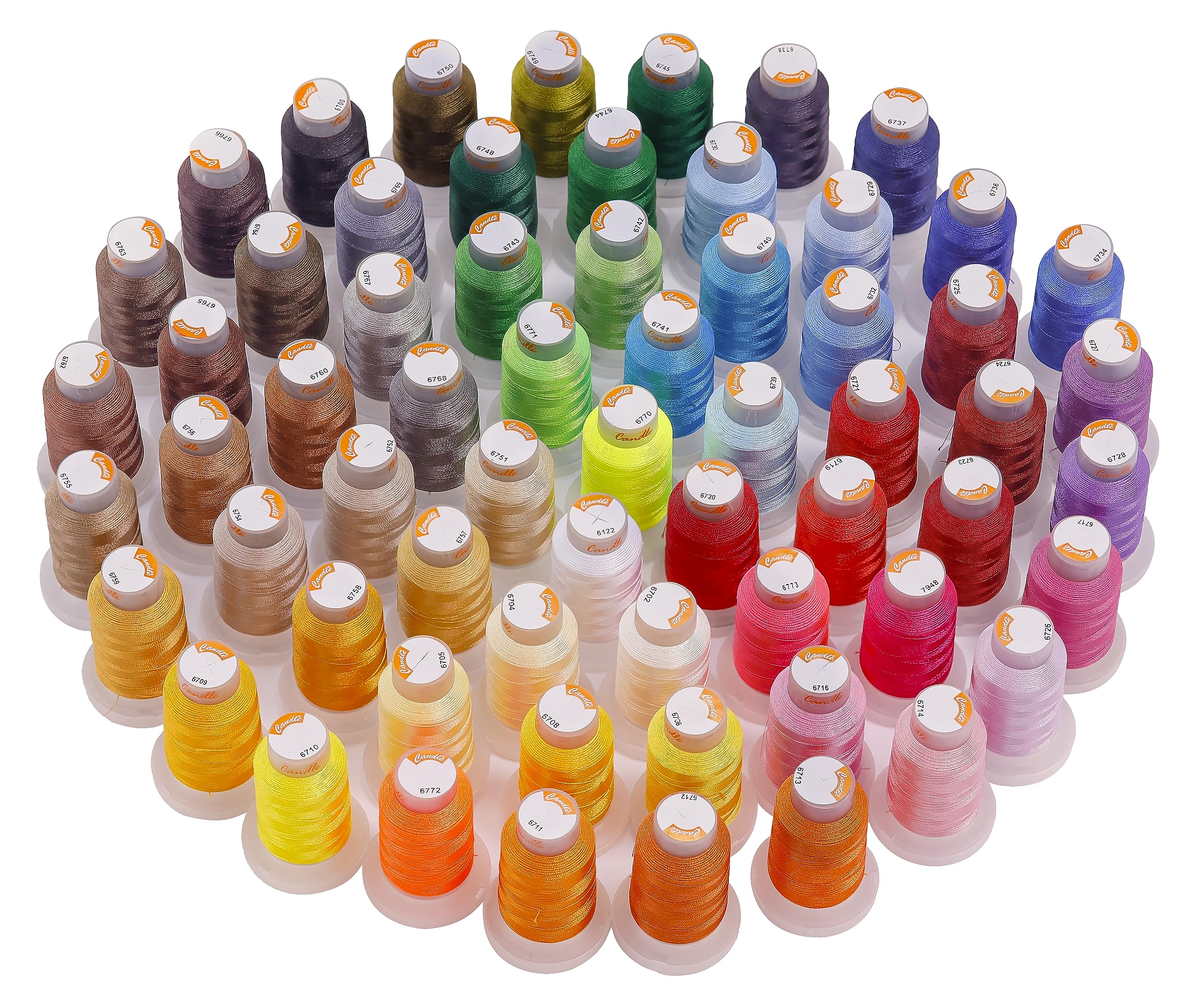 Candle 63 Colors Embroidery Machine Thread - Kit of Polyester Brother Thread Spools 500M (550 Yards) for Home Users