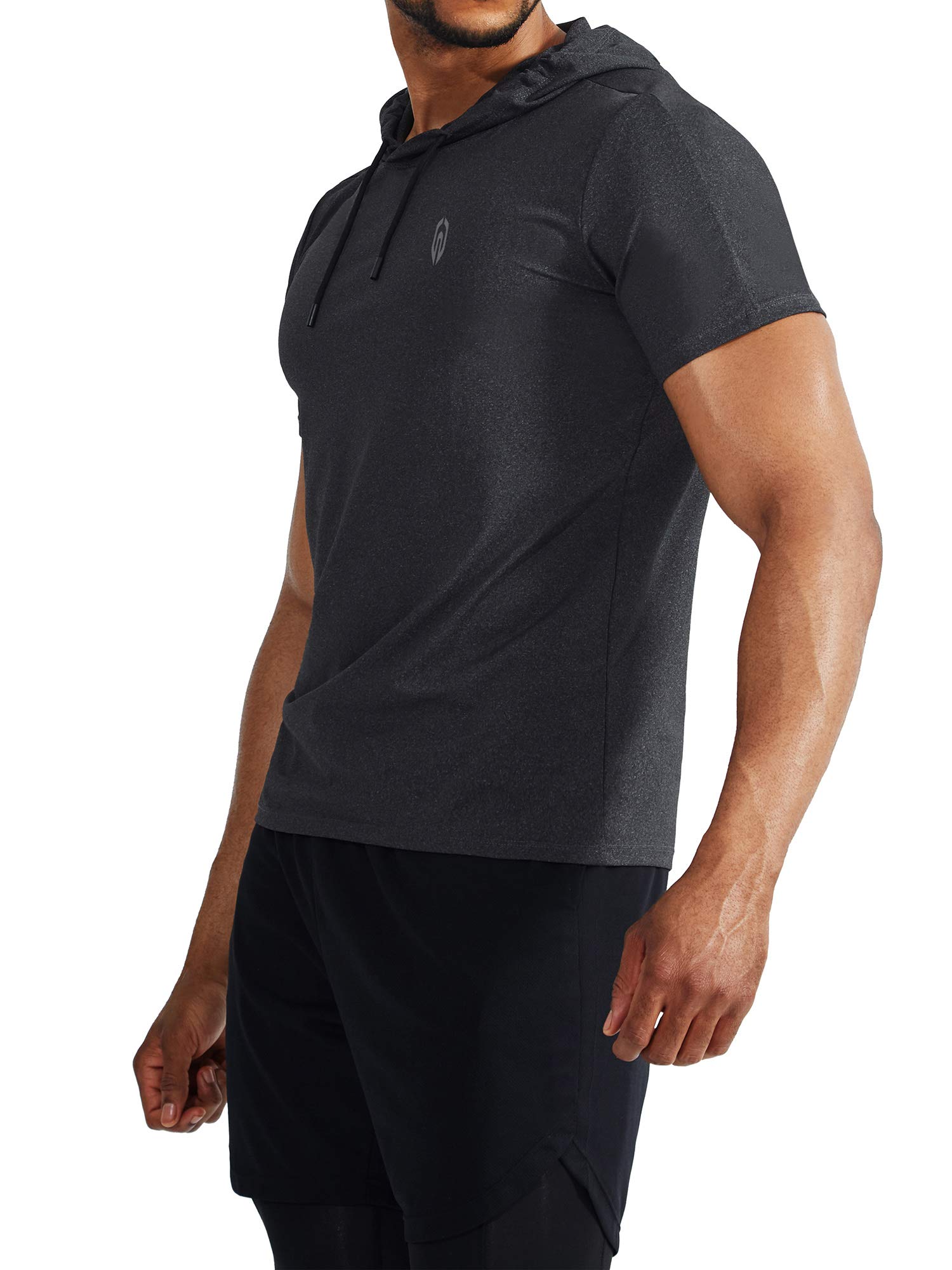 NELEUS Men's 3 Pack Dry Fit Running Shirt Workout Athletic Shirt with Hoods,Grey Black,Slate Gray,Red,US M,EU L