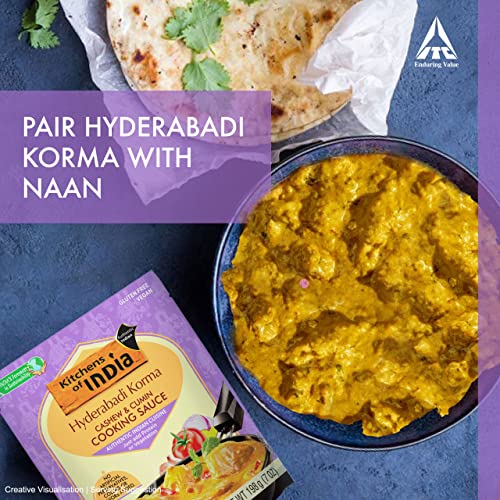 Kitchens of India Hyderabadi Korma, Cashew & Cumin Cooking Sauce 7 Oz (Pack of 6)