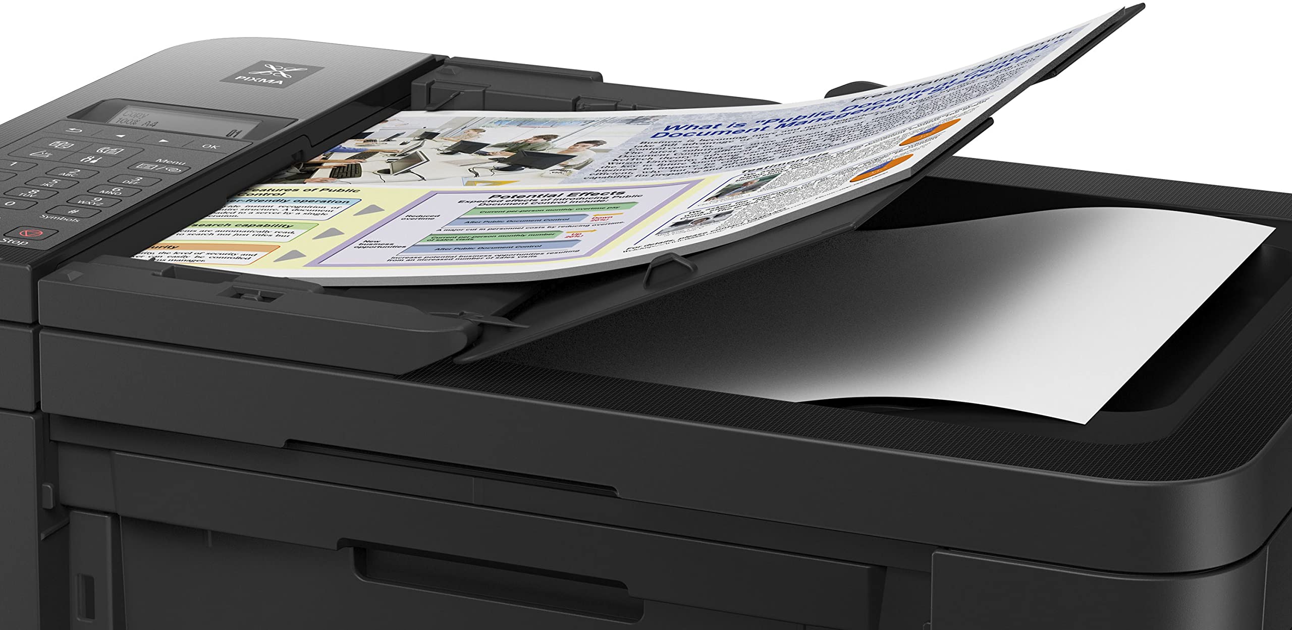 Canon PIXMA TR4522 All-in-One Color Wireless Inkjet Printer for Home Office, Black - Print Scan Copy Fax - 4800 x 1200 dpi, Auto 2-Sided Borderless Photo Printing, 20 Sheets ADF