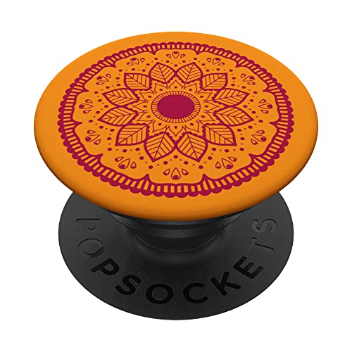 Orange Spice Mandala for Peace Relaxation Meditation Focus PopSockets Swappable PopGrip