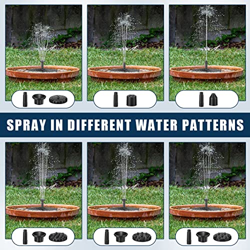 Kittmip 4 Pack Solar Bird Bath Fountain Pump Solar Fountain with 6 Nozzle Solar Water Fountain Floating Solar Fountain Panel Solar Powered Bird Bath Fountain for Pond Garden Fish Tank Pool (6.3 Inch)