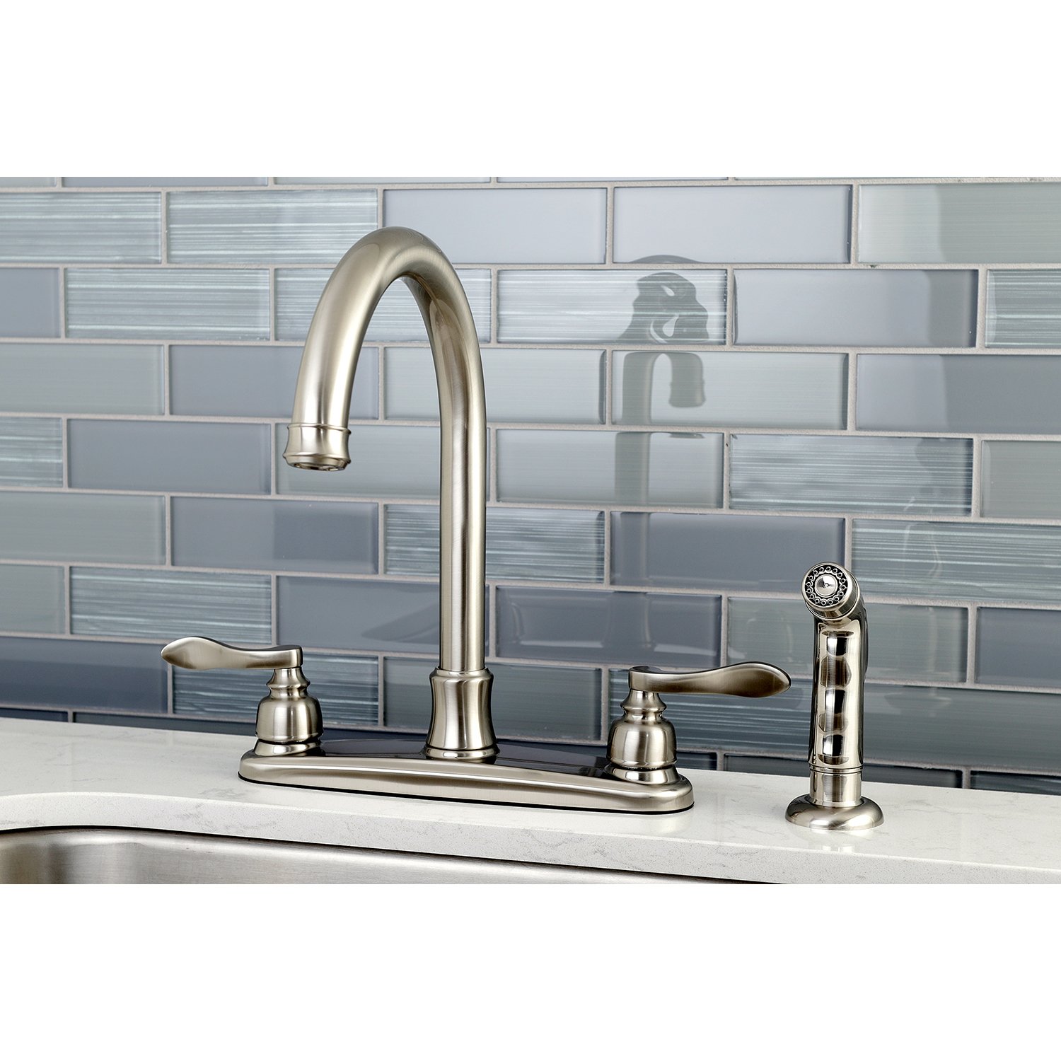 Kingston Brass FB7798NFLSP NuWave French 8" Centerset Kitchen Faucet, Brushed Nickel