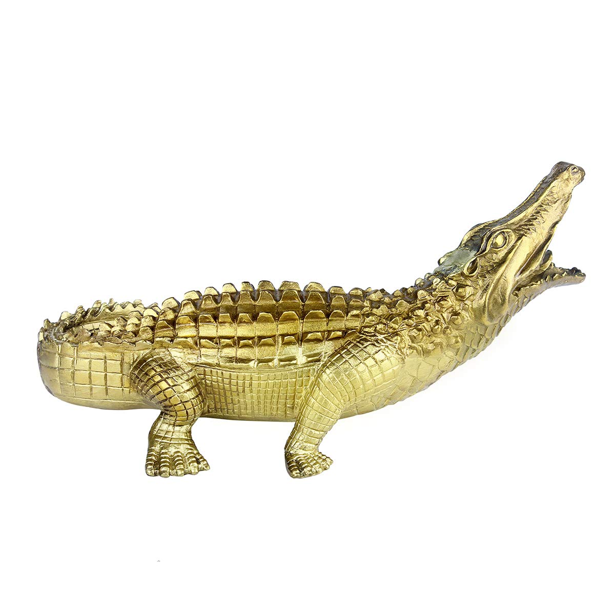 BRASSTAR Brass Crocodile Statue 9.8β(H) Egyptian Oriental Sculpture Home Garden Ornament Handcraft Alligator Gift Collection PTZY013