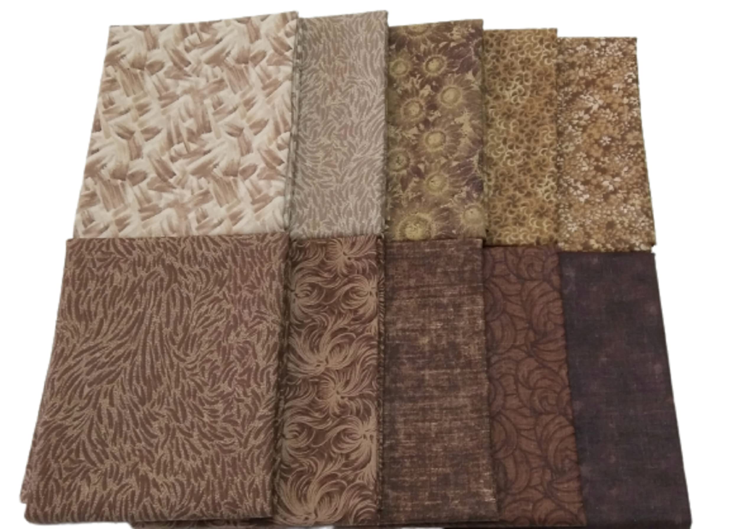 Fat Quarter Bundle Assorted Brown Prints - Revised Prints 2023