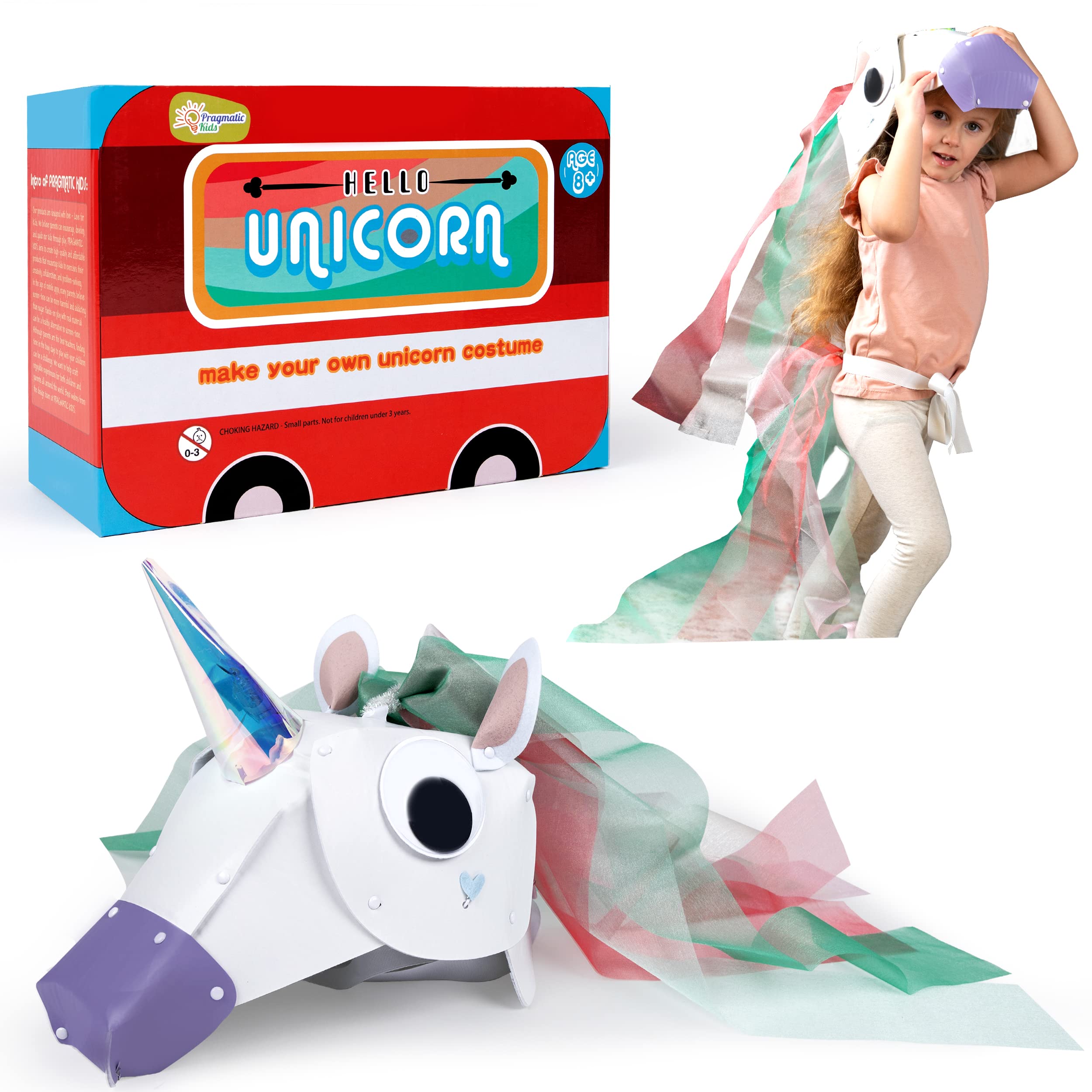 Pragmatic Kids DIY Glowing Horn Unicorn Costume - Creative Unicorn Craft Light Up Dress - Unicorn Arts and Crafts Activities for Kids, Beautiful Glowing LED Light