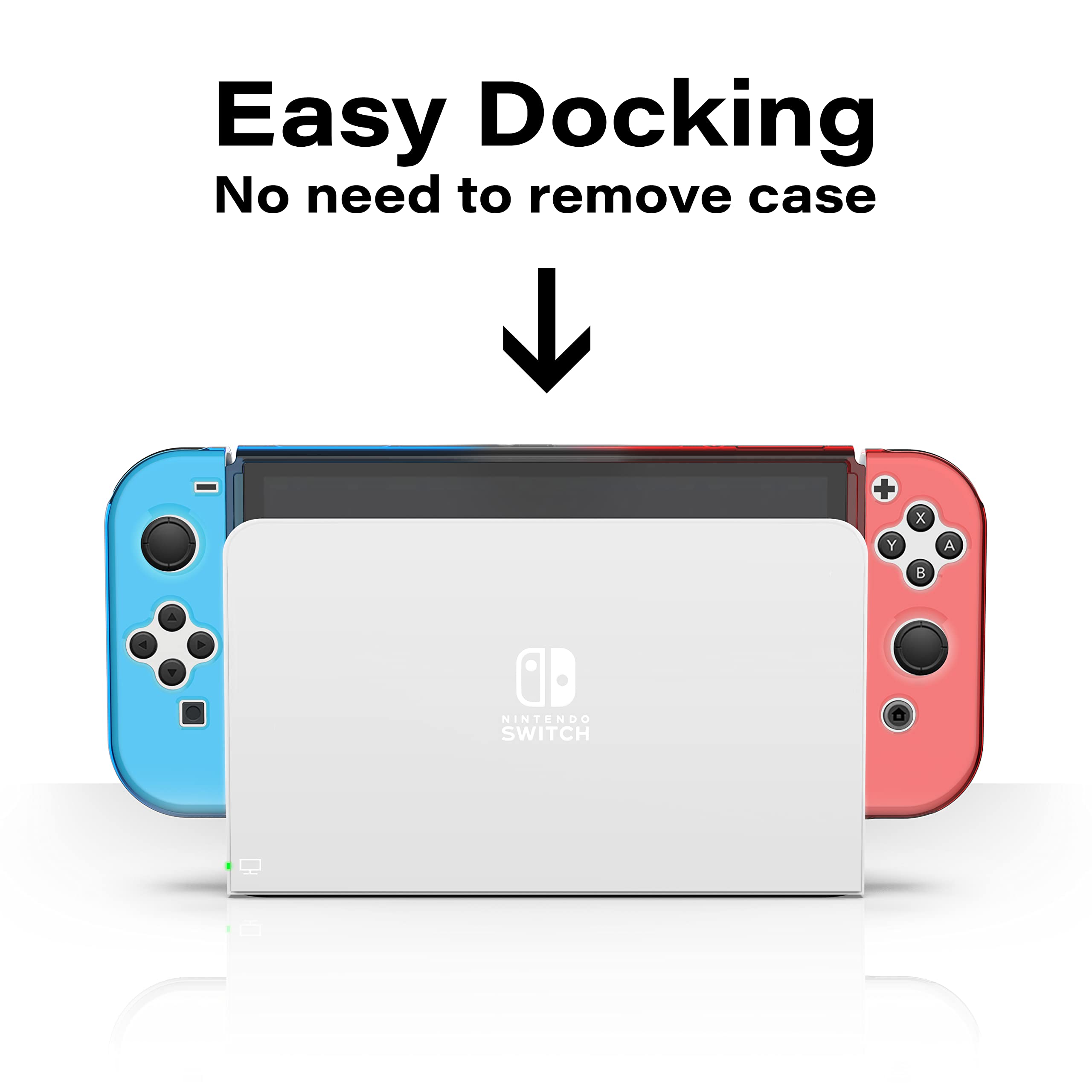 Nyko | Dockable, thin OLED Protective Hard Portable Travel Carry Shell Case for Nintendo Switch OLED (Red & Blue)