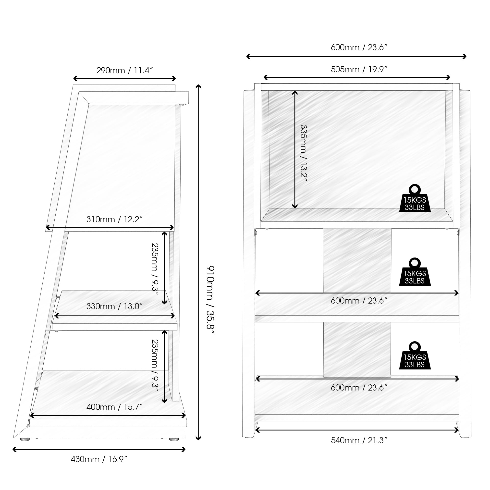 Fenge Bookshelf, 4 Tier Industrial Bookcase, Ladder Book Shelf with Storage Organizer, Small Bookshelves and bookcases for Office, Bedroom, Living Room