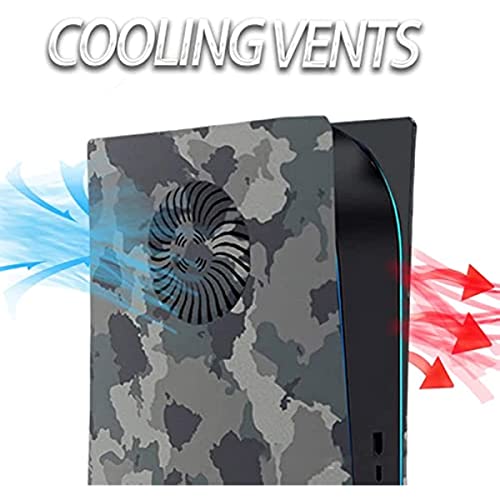 Camouflage Console Cover Plates for PS5 Disc Edition Face Plates PS5 Face Plates with Vent, Anti-Scratch Dustproof Protective PS5 Cover Premium Hard Replacement Shell