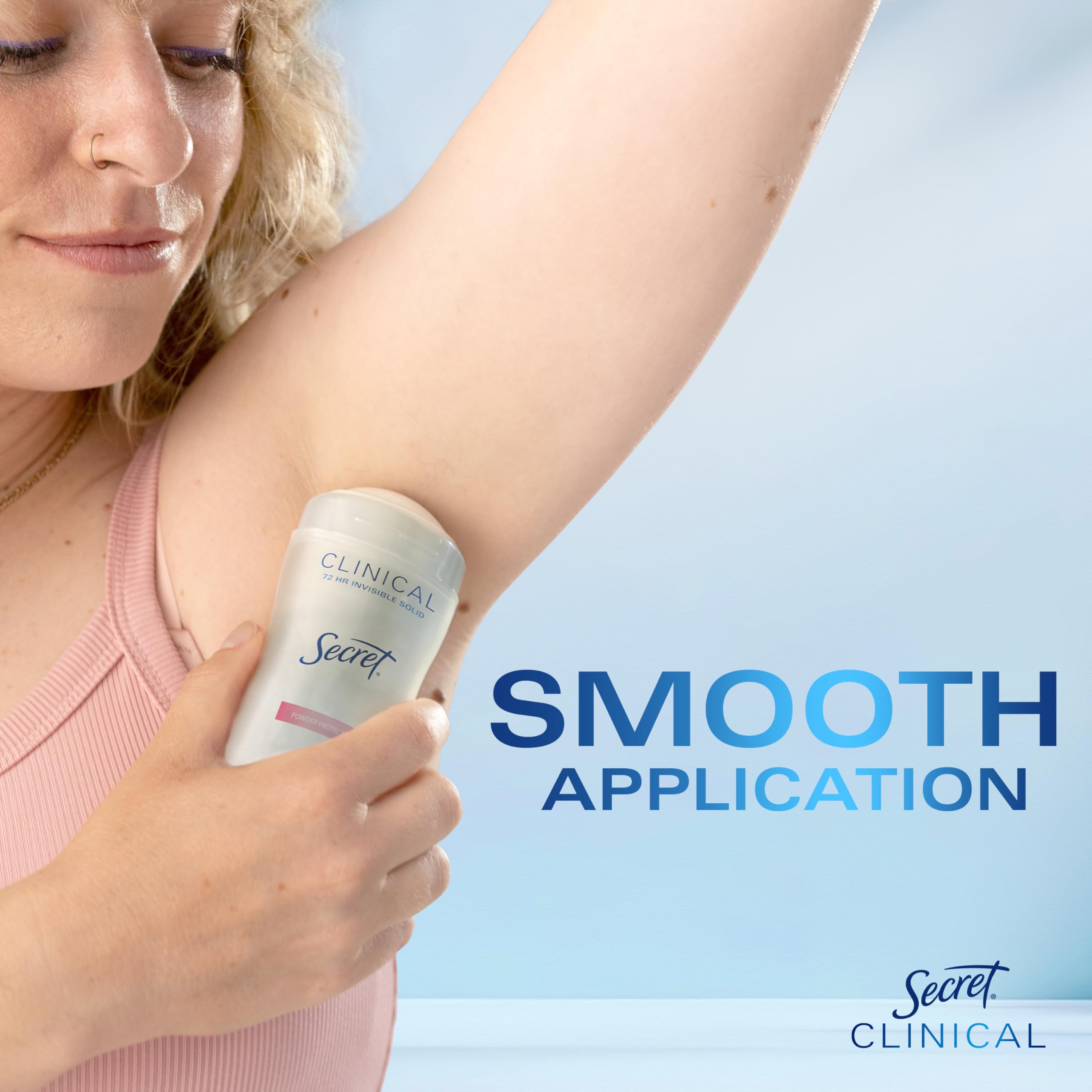 Secret Clinical Strength Antiperspirant Deodorant for Women, 3X Stress Protection, 72hr Sweat & Odor Protection, PH Balancing Minerals, Invisible Solid, Powder Protection Scent, 2.6 oz