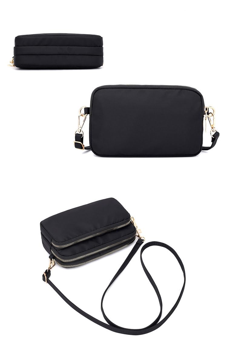Nylon Small Women Crossover Body Phone Purse Bag Wristlet Clutch Wallet Handbag for Samsung Galaxy S20 Ultra, S20 FE 5G, A11 A21 A51 A71 A10S A20S A21S A20, Note 20 10 9,S10 Lite S10 Plus (Black)