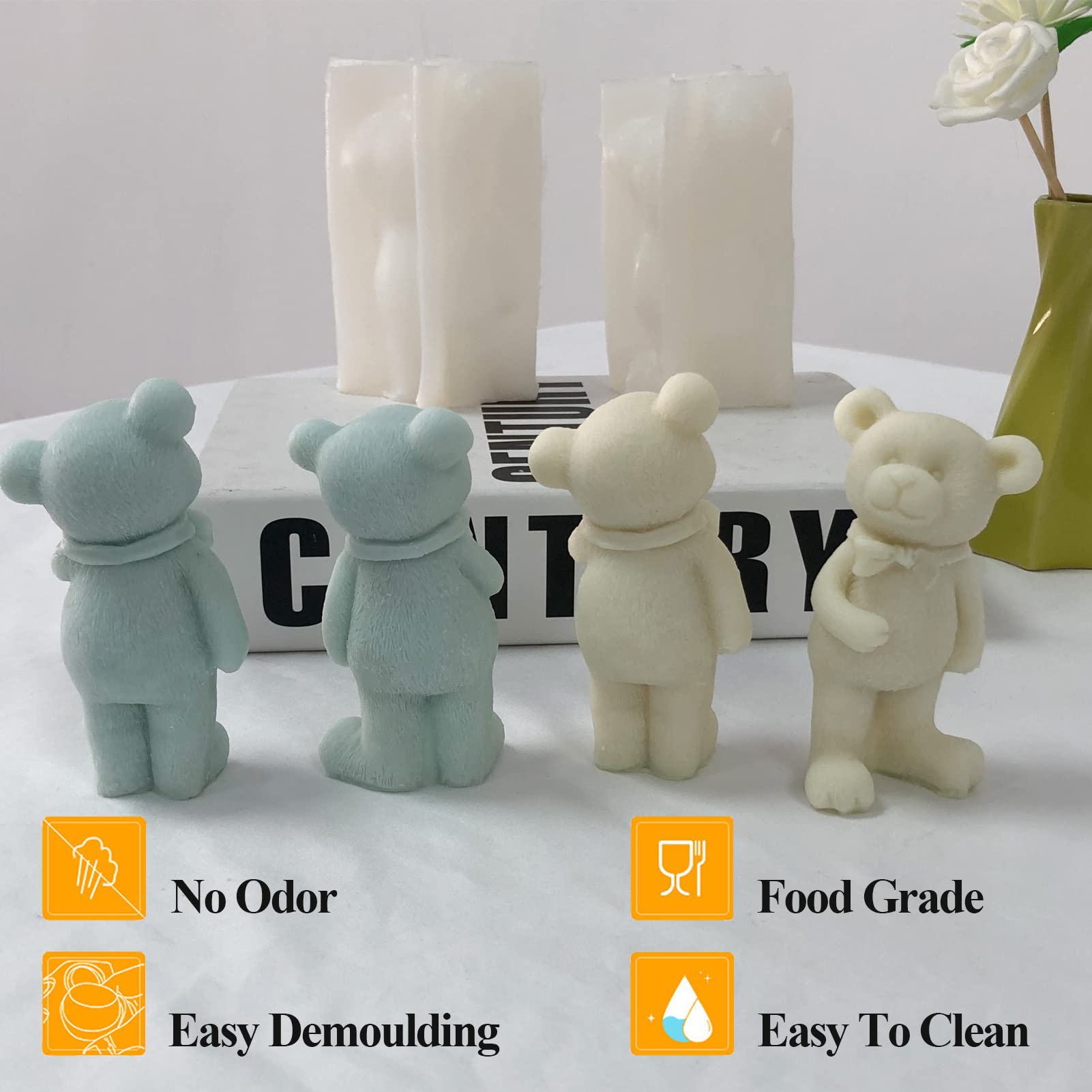 Candle Molds,Resin Molds 3D Silicone Mold for Candle Making Molds Candle Making Kits Moulds for Soaps Wax Clay Plaster Silicone Candles Resin Mould for Art Crafts and Festival Decoration (Color : Bea