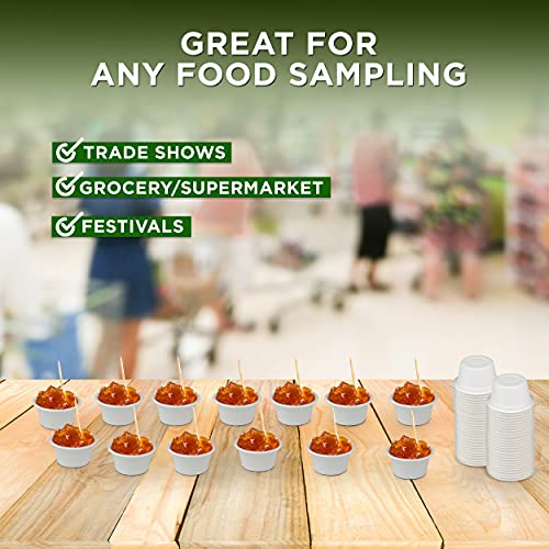 Fit Meal Prep [100 Pack] 2 Oz 100% Compostable Disposable Condiment Cups, Biodegradable Bagasse Fiber Souffle Portion Cups, Eco-Friendly Sample Cups for Tasting, Dip Sauce, Snack, Microwave Safe