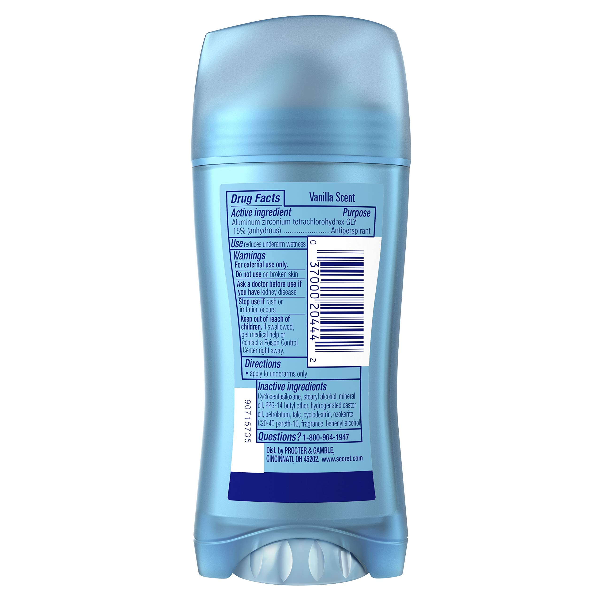 Secret Invisible Solid Antiperspirant and Deodorant, Vanilla Scent, 2.6 oz ( pack of 4 )
