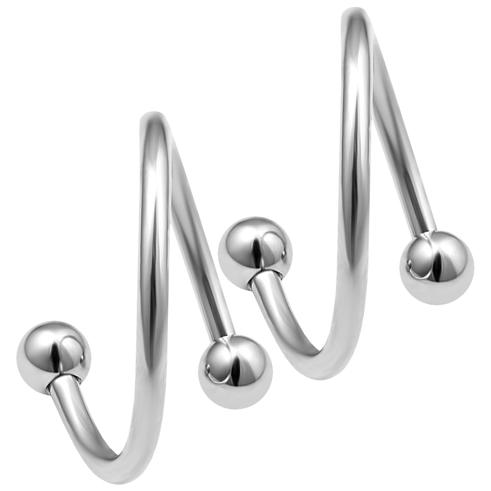 bodyjewellery 2pcs 18g Spiral Barbell Cartilage Earring Lip Tragus Eyebrow Hoop Helix Twisted Bar Surgical Steel Studs BBDJ Balls 10mm