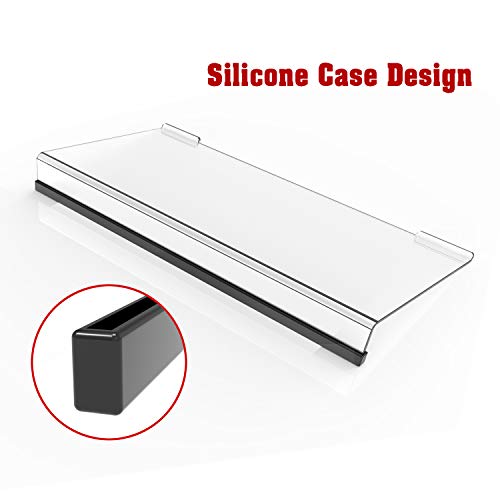 KOTEMON Mini Computer Keyboard Stand-11.8'' x 5.1''-Small Computer Keyboard Tray Acrylic Keyboard Holder for 78 Keys Universal Compact Keyboard, with Black Silicone Strip, Clear