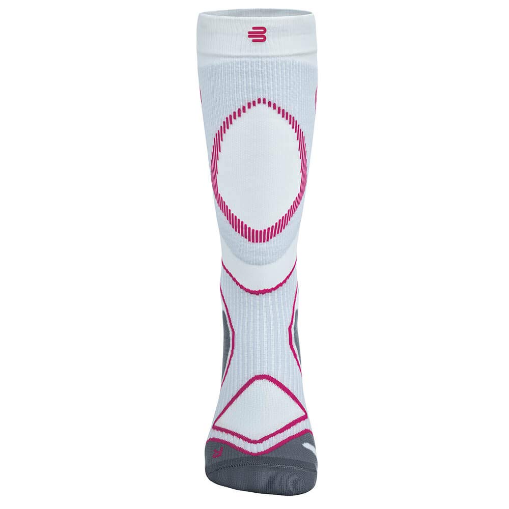 Bauerfeind Run Performance Compression Socks - Targeted Compression Zones - Increased Ankle Stability - Heel and Sole Relief for Running, Jogging, Walking & Sports (Women, White, 9.5-11, L)