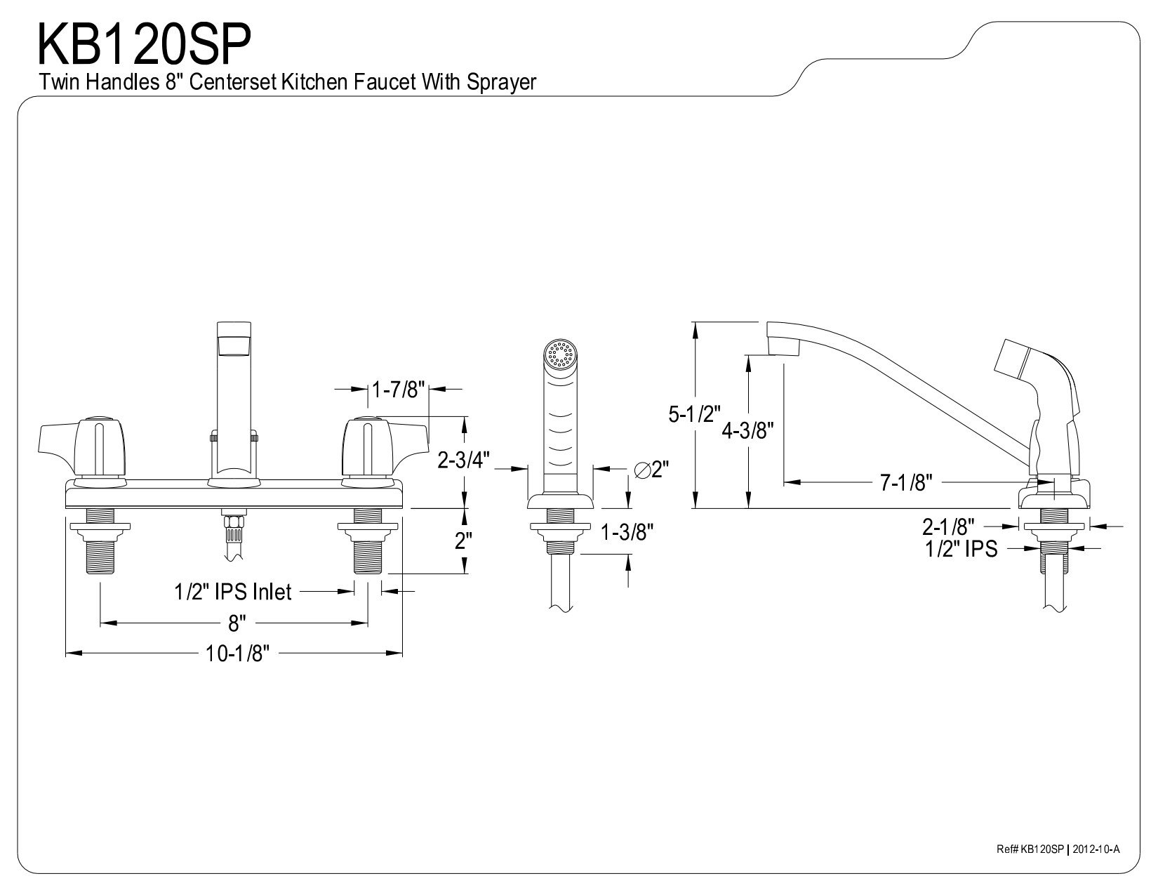 Kingston Brass KB120SP 8" Centerset Kitchen Faucet, 7-1/8" in Spout Reach, Polished Chrome