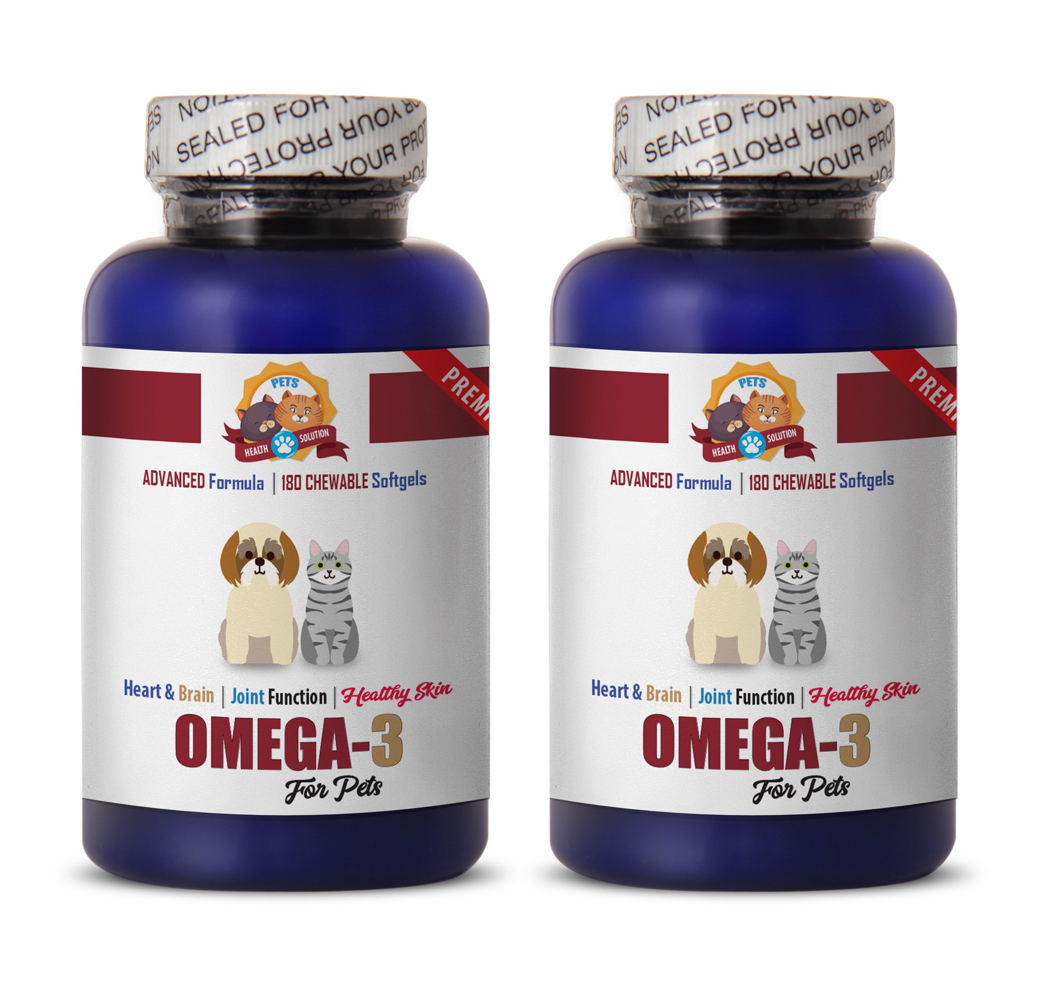 Dog Skin and Coat - Omega 3 for Pets - Dog and CAT Treats - Premium Healthy Supplement - Dog Omega 3 Chews - 360 Softgels (2 Bottle)