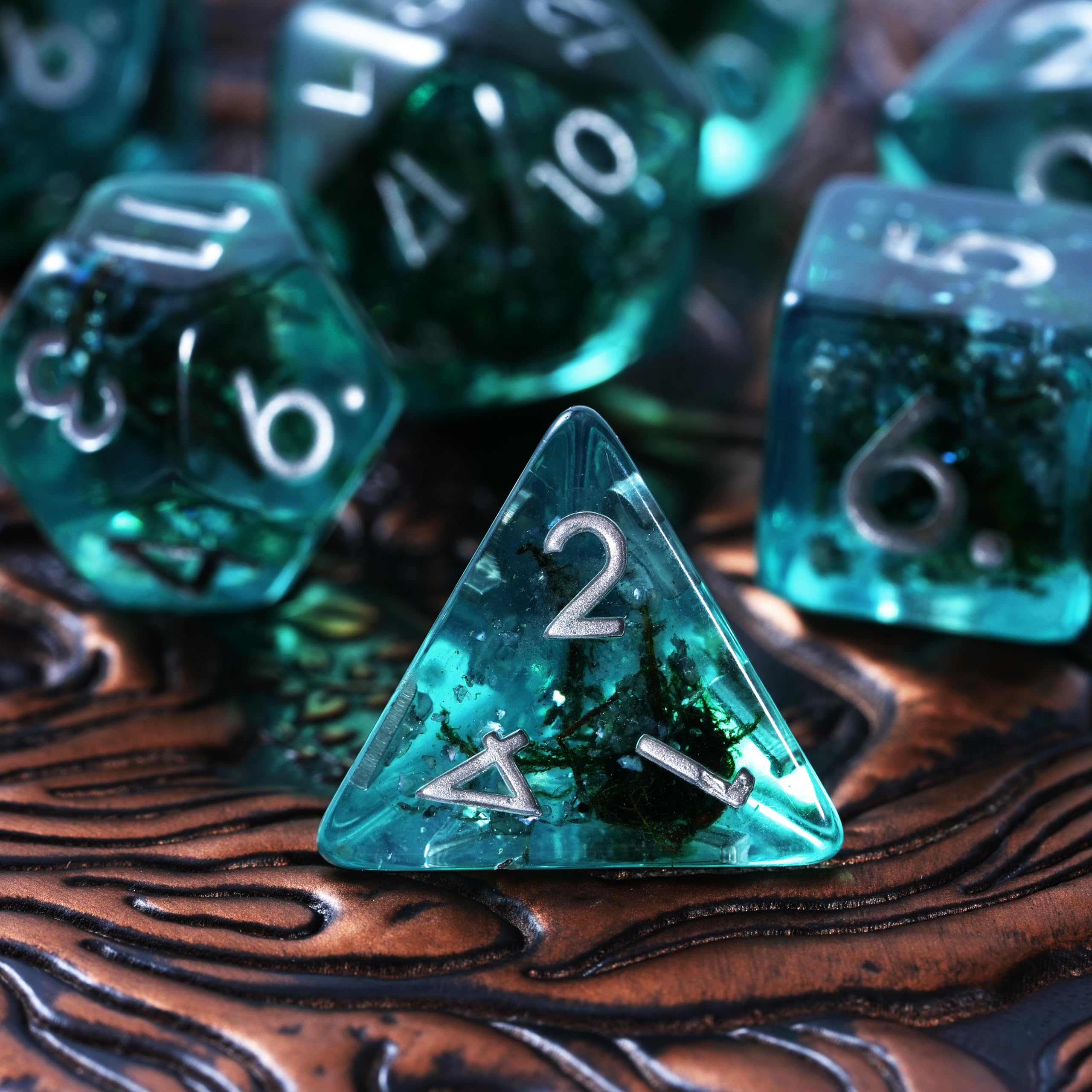 Ocean Moss Dice Set for DND - Unique Aquamarine Ocean Moss for Role Playing Games (RPG) - Detailed Stunning Textured Resin Polyhedral Dungeons and Dragons Dice Set for D&D, Pathfinder, and More