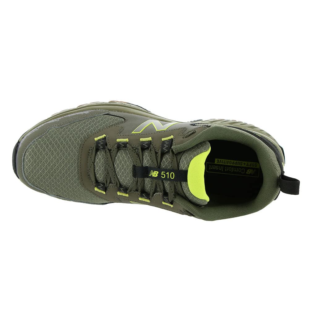 New Balance Men's 510 V5 Trail Running Shoe, Camo Green/Black/Yellow, 13