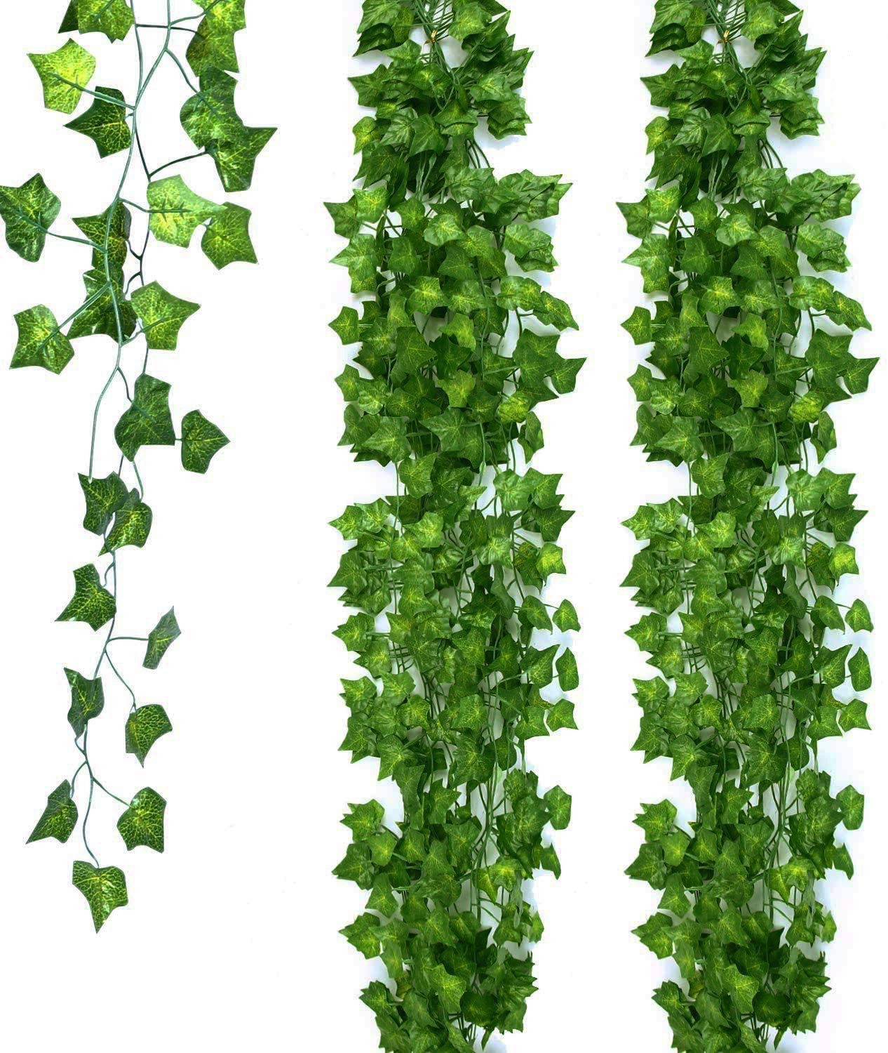 Ohuhu 20 Pack 131 FT Artificial Ivy Leaf Fake Plants Vines, Greenery Garland Leaves Hanging for Home Kitchen Office Garden Wedding Party Home Wall Indoor Outdoor Decor, 79 Inch Each, Green
