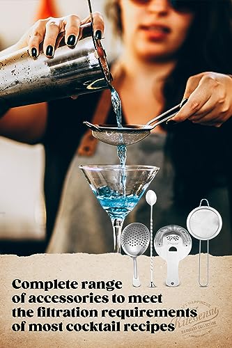 KITESSENSU Cocktail Strainer Set, 4 Pcs 18/8 Stainless Steel Bar Tools with Stirring Spoon- Hawthorne Strainer, Julep Strainer, Fine Mesh Strainer