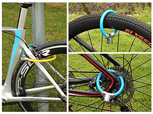 Bicycle Lock Portable Mini Ring Lock Anti-Theft Steel Cable Lock, Suitable for Mountain Road Bike Riding Equipment Accessories(Color:Blue)
