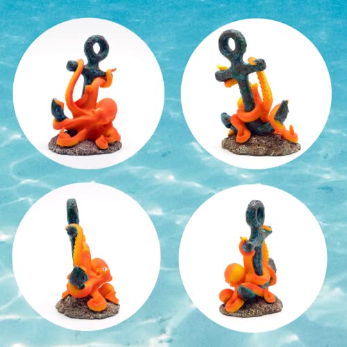 KOWVOWZ Octopus Sea Monster Fish Tank Decorations, Hand Painted Aquarium Decorations, Loved by Children, Underwater World Landscape Fish Tank Accessories, Orange (mirror series)