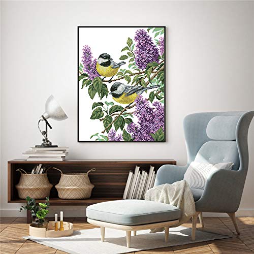 Joy Sunday Cross Stitch Kits Stamped Full Range of Embroidery Starter Kits for Beginners DIY 14CT 2 Strands - Two Birds 3(Printed) 14.6Γ18.1 inch