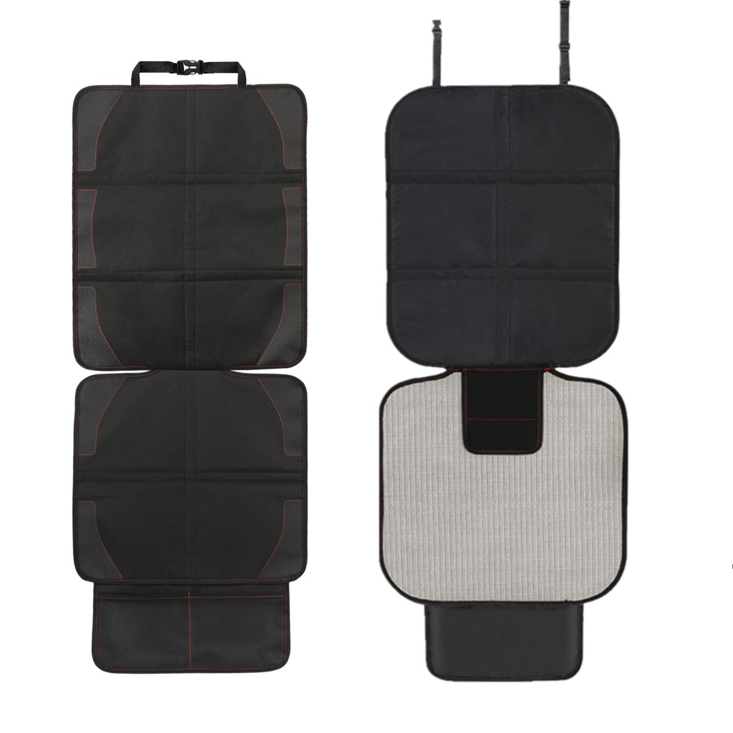 Car Seat Protector Back Seat Organizer with 10.5inch Tablet Holder, 5 Pocket Storage Car Seat Back Organizer Kick Mat Protector, Travel Accessories Organizer