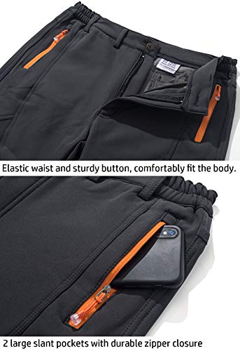 CARWORNIC Men's Snow Ski Pants Waterproof Softshell Fleece Lined Outdoor Hiking Snowboard Pants with Ankle Zipper