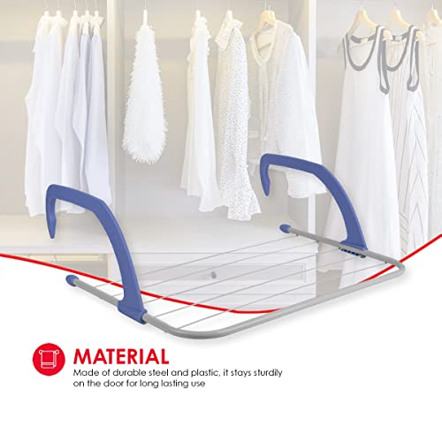 Home Basics, Fre Laundry Rack-Lightweight & Heavy-Duty Door Hanger Rod for Indoor Air Drying and Hanging, Towels, Coat, Lingerie, Freshly Ironed Clothes, Hosiery, White