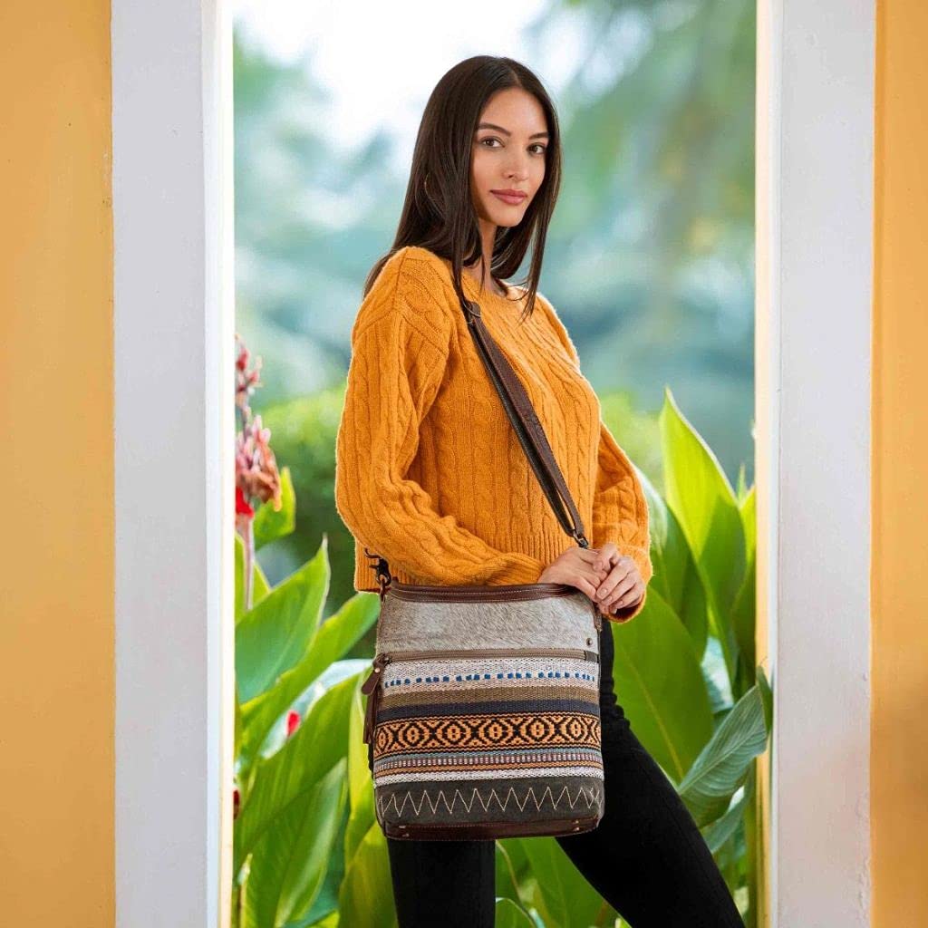 Myra Bag Adaptable Shoulder Bag UpcycledCotton & Cowhide LeatherS-2864