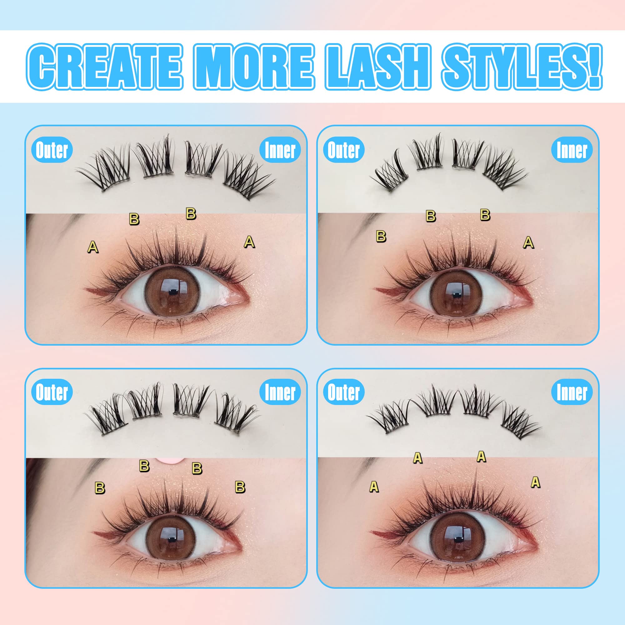 Colored Cluster Lashes Individual Lashes D Curl Colored Lash Extensions 14-16mm Lash Clusters 100pcs DIY Eyelash Extension at Home by Yawamica