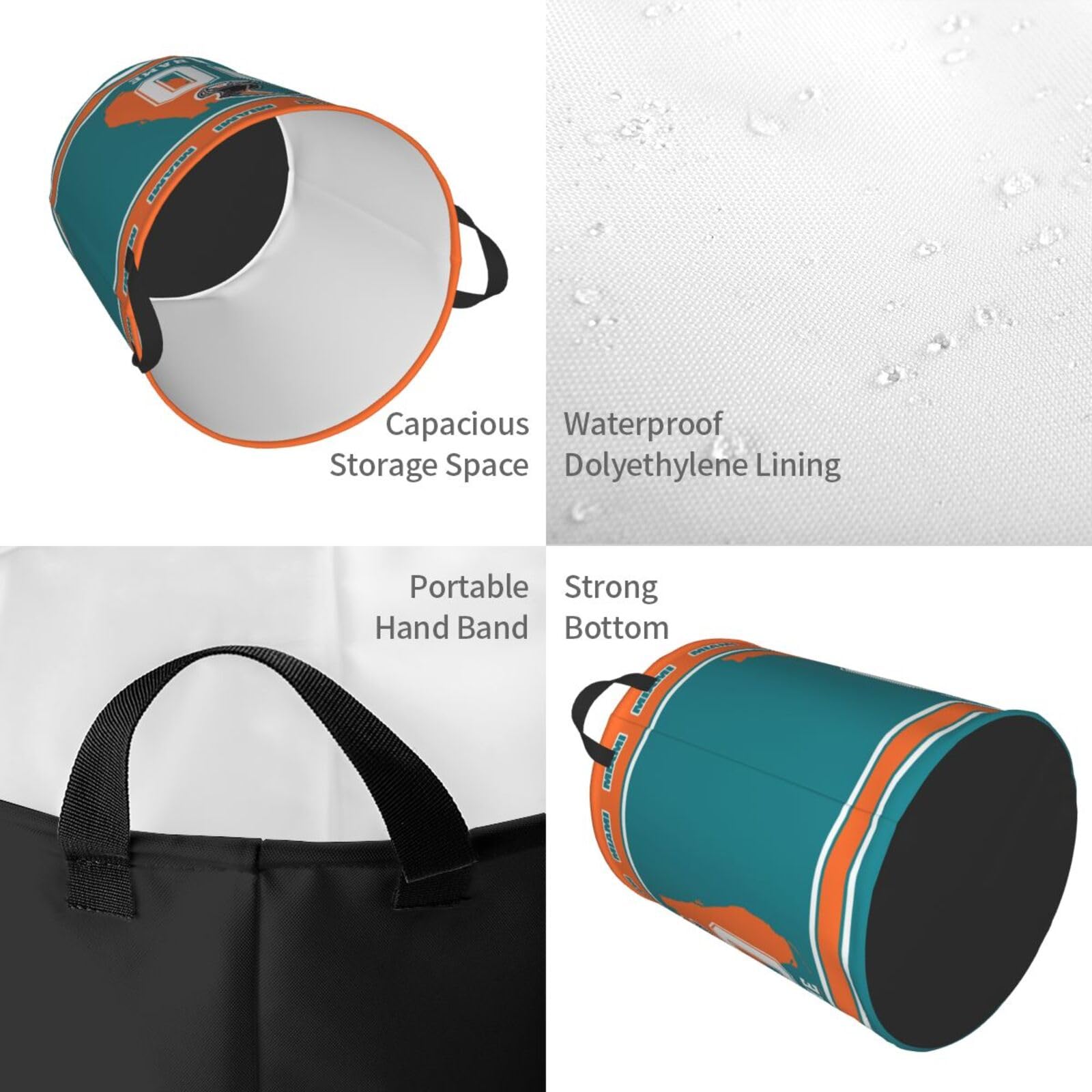 Custom Miami Laundry Hamper Personalized Football Style Laundry Basket with Name Number Custom Laundry Basket for Bedroom Bathroom