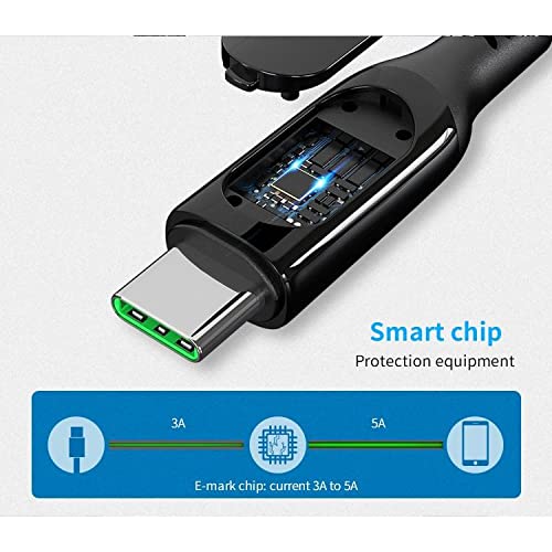 BoxWave Cable Compatible with Acer ConceptD 7 Ezel CC715-71-7163 (15.6 in) - PowerDisplay PD Cable (6ft) - USB-C to USB-C (100W), LED Display 6 Foot PD Braided Nylon Cable - Jet Black