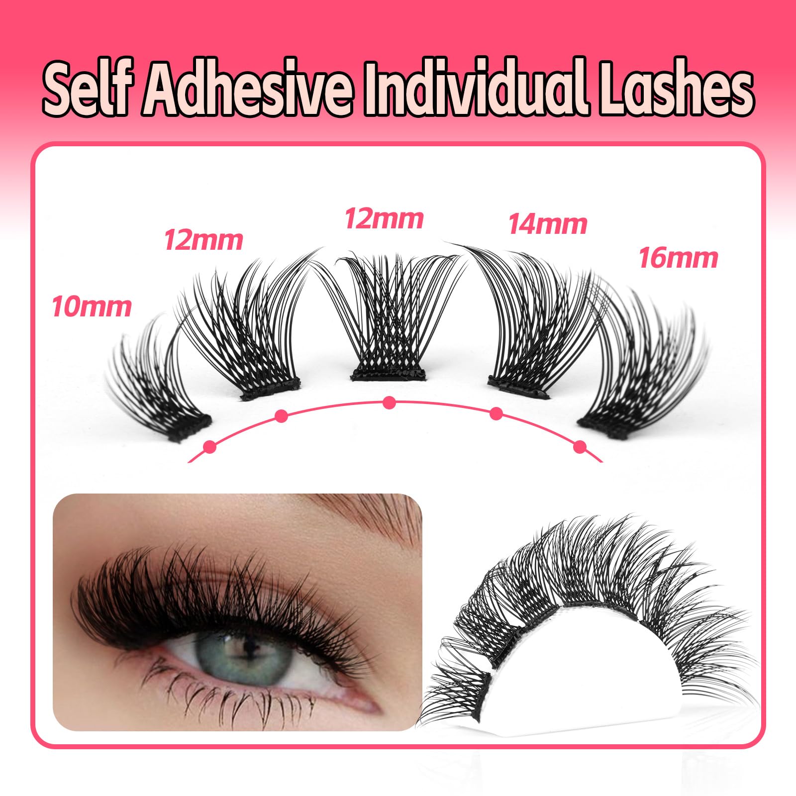 Colored Lashes Cluster Eyelashes Individual DIY Lashes Extensions 7 Colors Eye Lashes Extensions 140 PCS Clusters False Lashes DIY at Home Set Pack(14MM)