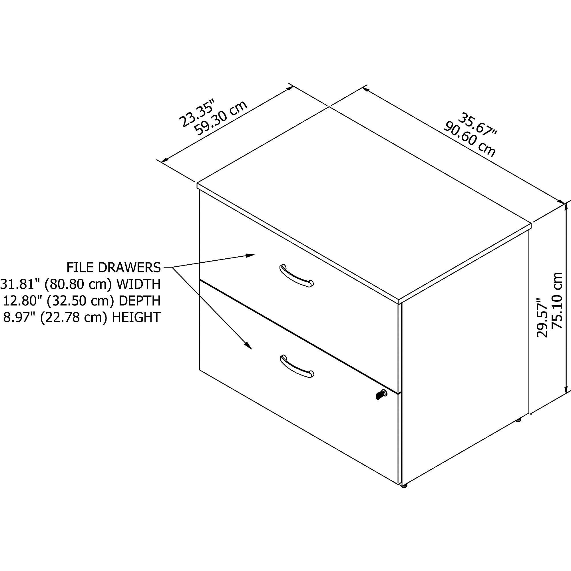 Bush Furniture Commerce 36W 2 Drawer Lateral File Cabinet in Cocoa and Pewter
