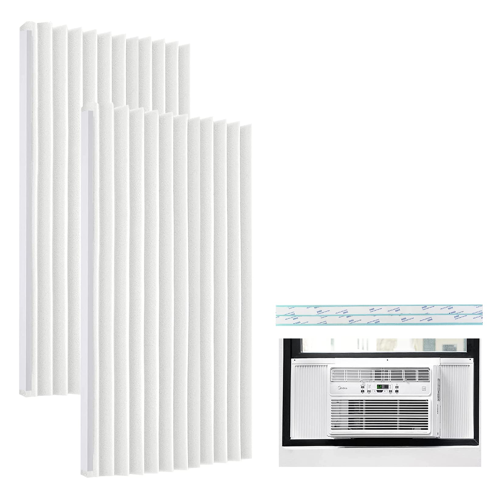 Birllaid Window Air Conditioner Side Panels Foam Insulation Installation Kit,Window Ac Side Panels,Ac Unit Window Seal 17Inch x 9 Inch x 7/8 Inch,Pack of 2 White (White)