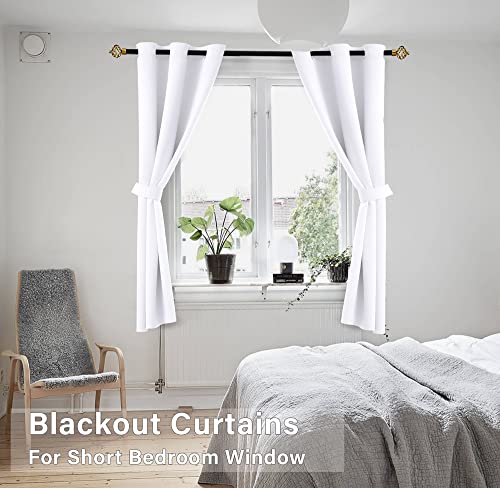 KOUFALL White Short Curtains for Small Bathroom Window Bedroom Room Darkening Half Blackout Grommet Kitchen Cafe Curtains 45 Inch Length