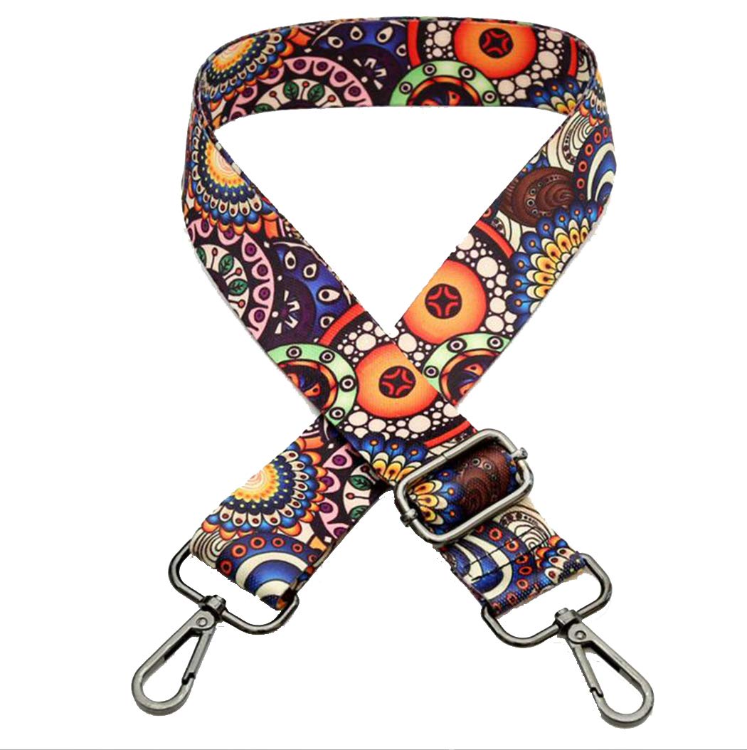 Wide Crossbody Shoulder Strap Replacement Adjustable 2" Adjustable Jacquard Woven Guitar Strap Style for Bag Handbags Purse (Flower)