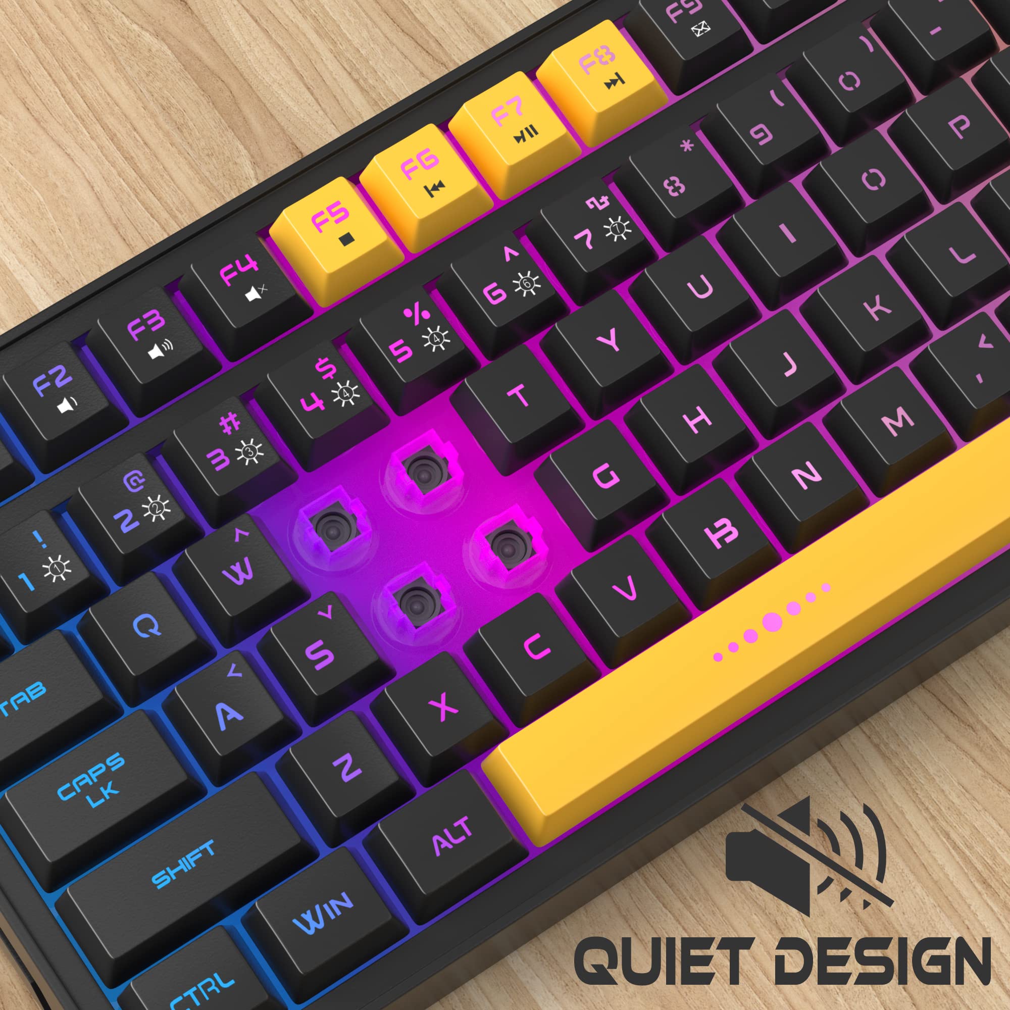 Camiysn Gaming Keyboard,Wire Gaming Keyboard with Retro Keycaps RGB Multiple Backlight Modes Anti-Ghosting Keyboard for PC/Laptop(Black &Yellow)