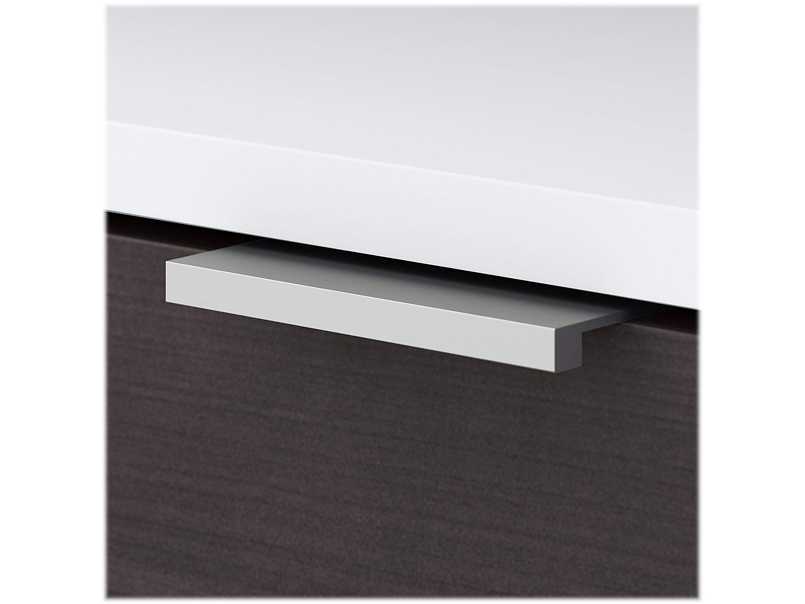 Bush Furniture Low Wide Cabinet with Doors and Shelves | Jamestown Collection Storage Chest with Satin Nickel Handles, 60W, Storm Gray/White