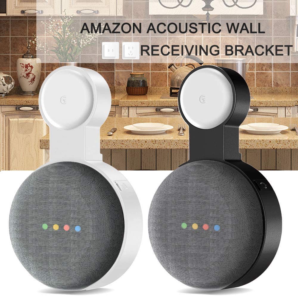 WIDEPLORE Wall Mount Holder,Update Space-Saving Design AC Outlet Mount, Perfect Cord Management for Home Mini Voice Assistant (1 Pack White)
