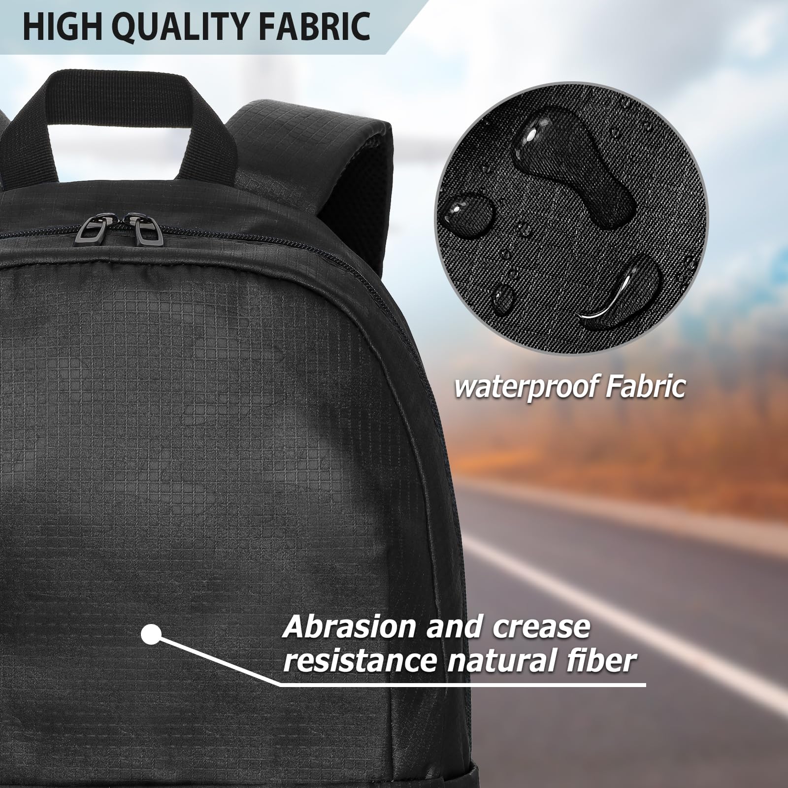 BLUEFATTY Casual Daypack Backpacks For Women Men Waterproof Travel Backpack Carry on Backpack Lightweight Breathable for Hiking-Black