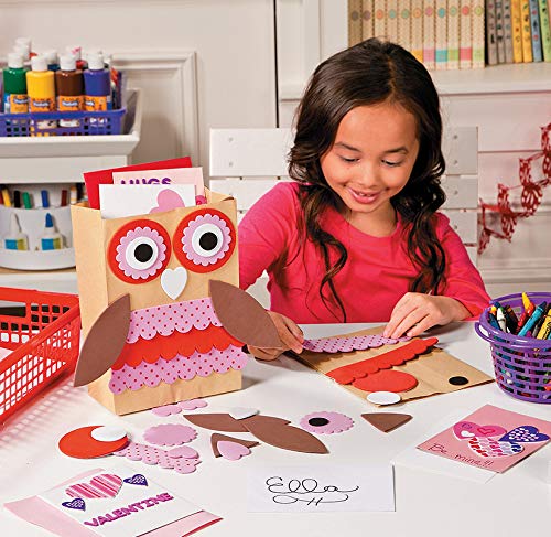 Valentines Craft for Kids (Makes 6) Owl Valentine Card Box Holder, Monster Ornament, Owl Ornament, Heart Magic Scratch - DIY Valentines Day Craft for Kids Mailbox Classroom Exchange by 4E's Novelty